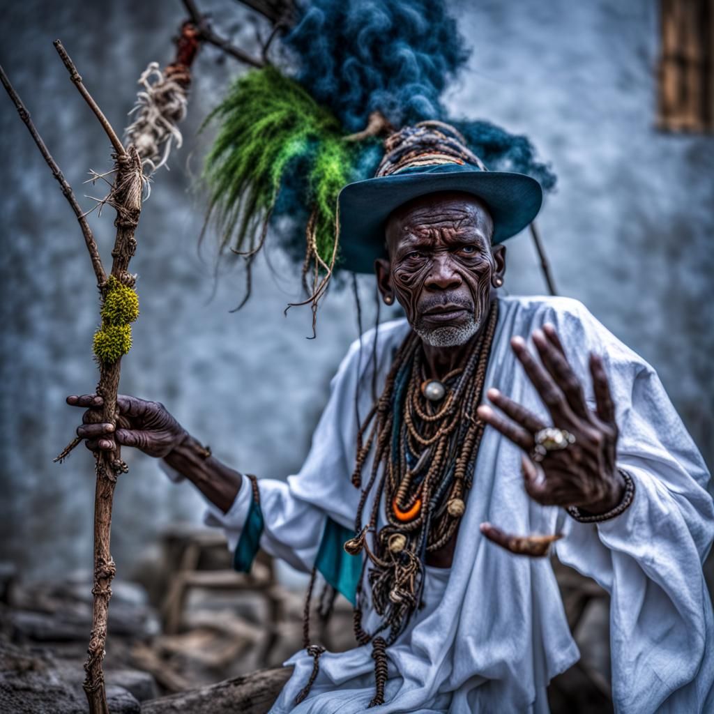 Albinose Voodoo witch doctor - AI Generated Artwork - NightCafe Creator