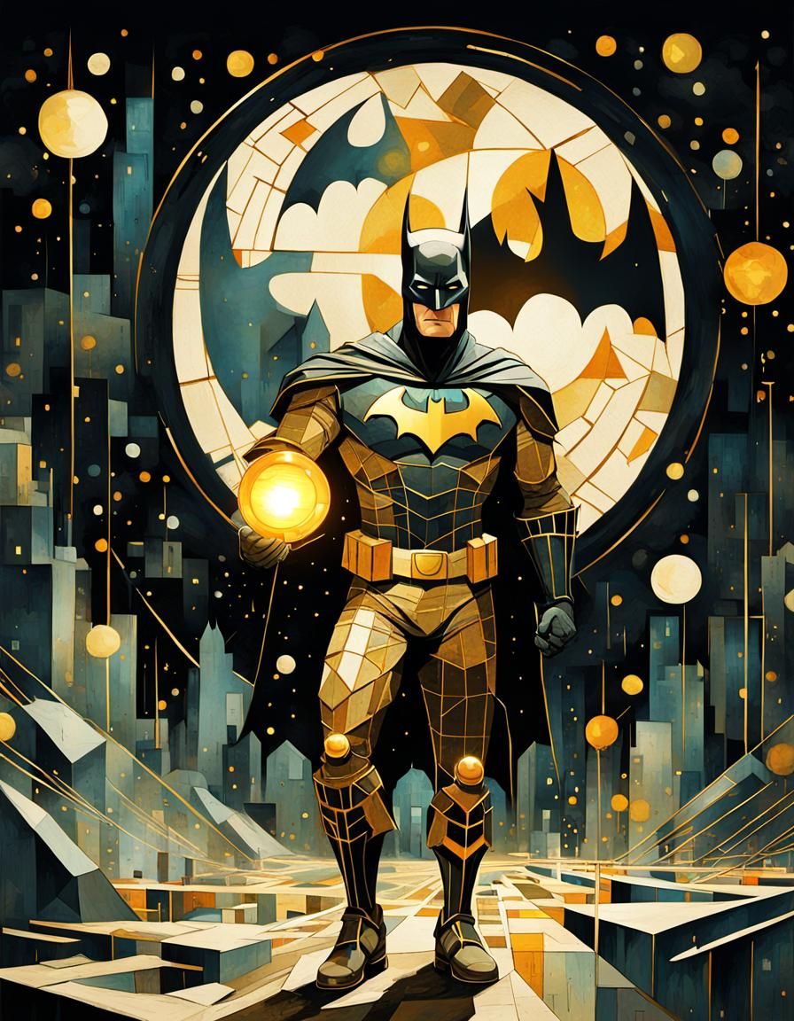 GOLDEN BATMAN HOLDING Light - AI Generated Artwork - NightCafe Creator