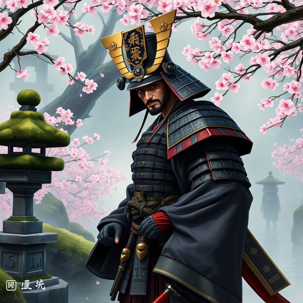 Portrait of Samurai - Serenely Dressed Samurai in Traditiona...