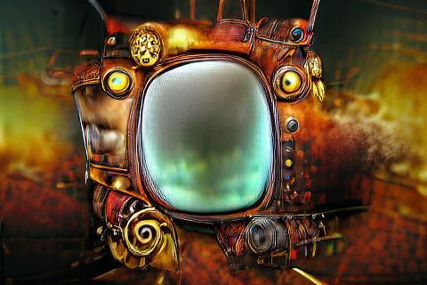 steampunk tv screen steampunk engine Hyperrealistic, splash art ...