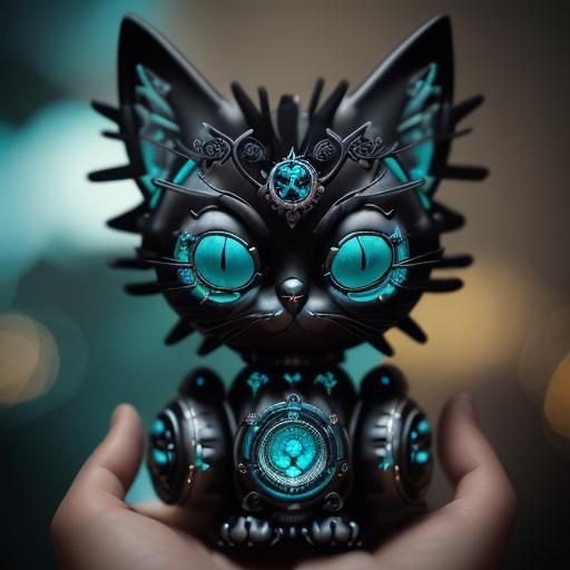 Realistic Cute half Robotic/real cat with fleur de lis on it heavy ...