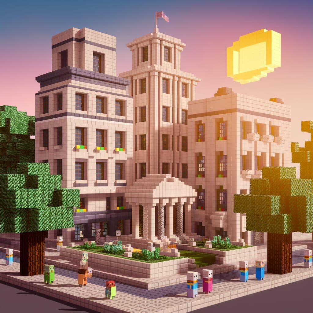 World of Minecraft - Blocky Cityscape in Vibrant Minecraft ...