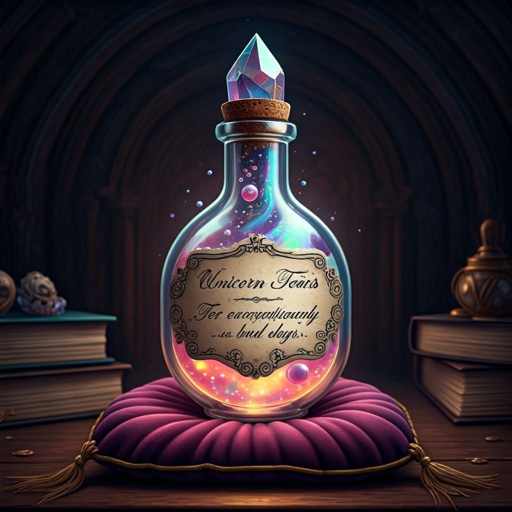 Ethereal Potion in Crystal Vial - Whimsical Fantas... - AI Art
