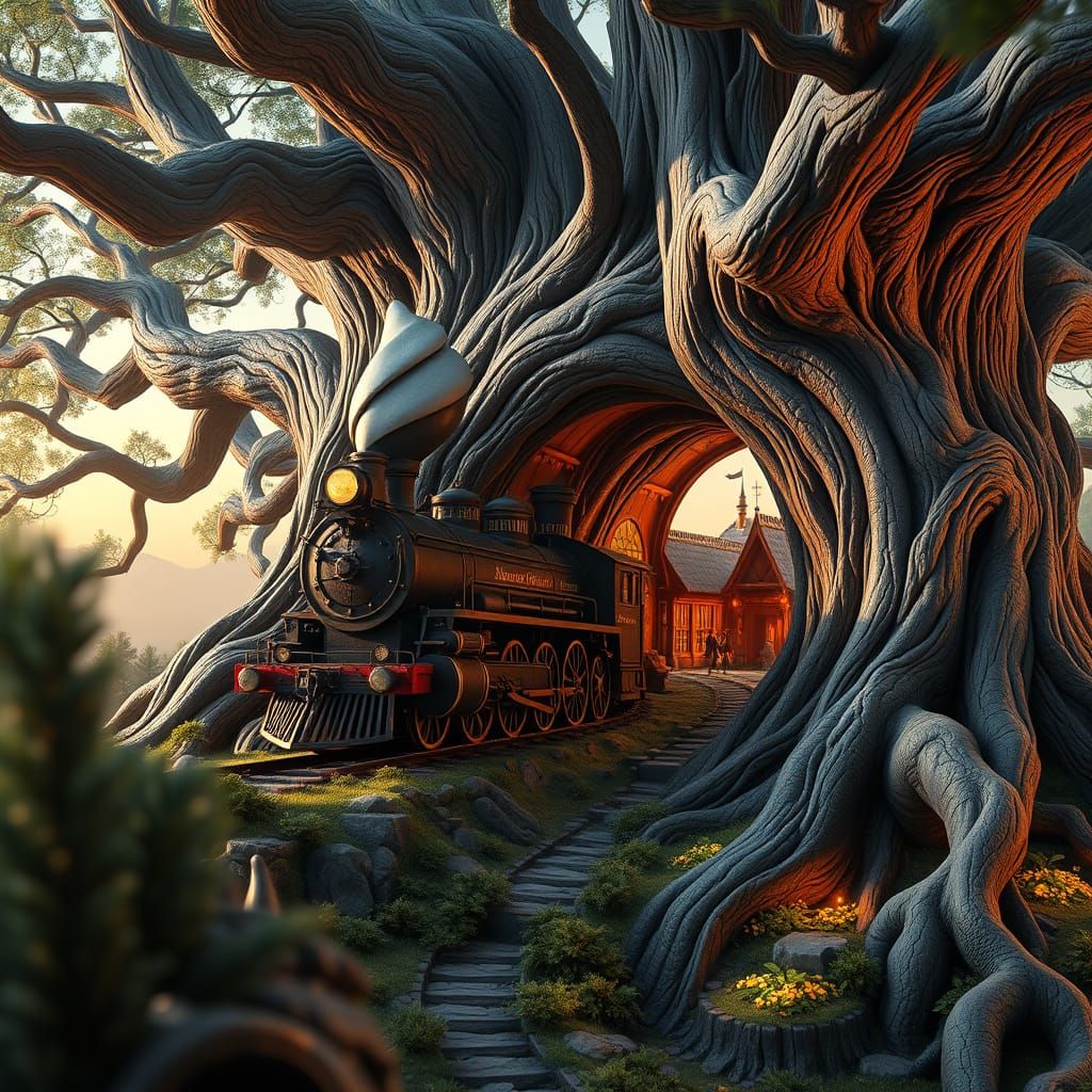 An 1800s American Express steam locomotive exits a railroad tunnel in ...