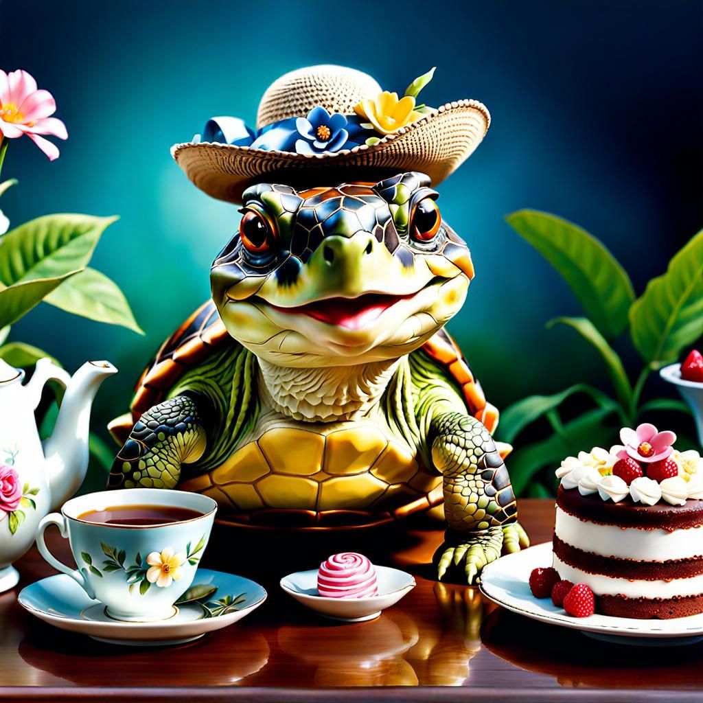 Turtle's tea party - AI Generated Artwork - NightCafe Creator