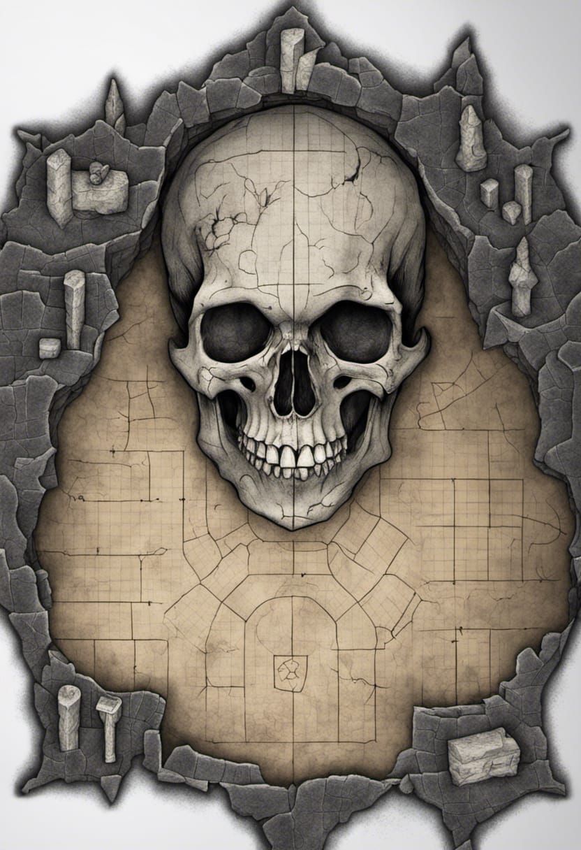 Battlemap with giant skull - AI Generated Artwork - NightCafe Creator