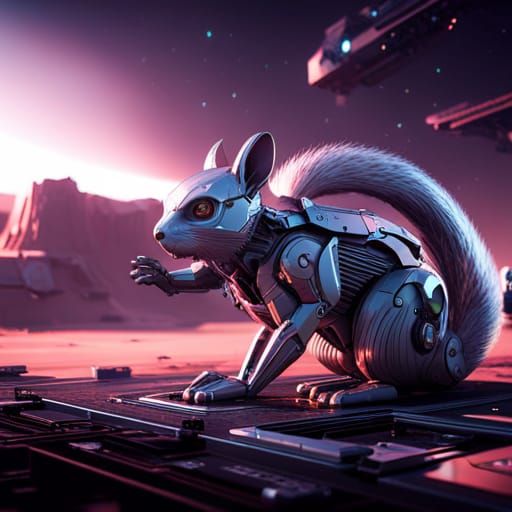 SQUIRRELS intricate mech details, ground level shot, 8K resolution, Cinema 4D, Behance HD ...