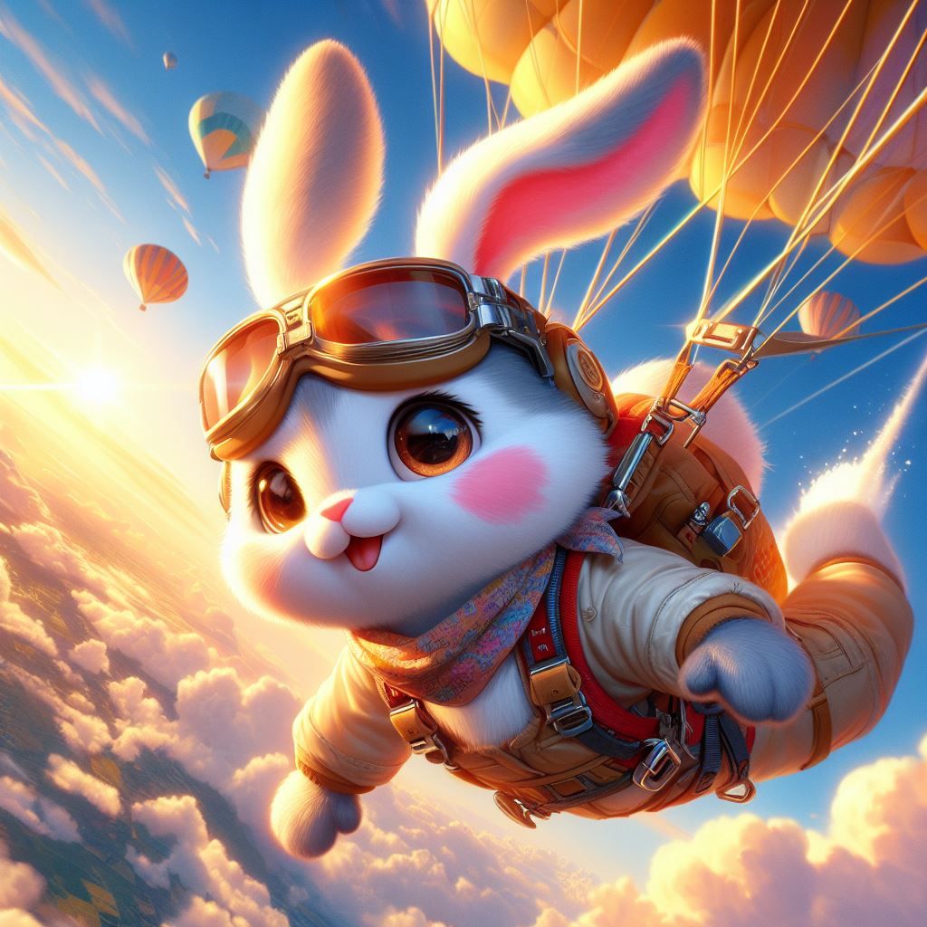 Rabbit Skydiving - AI Generated Artwork - NightCafe Creator
