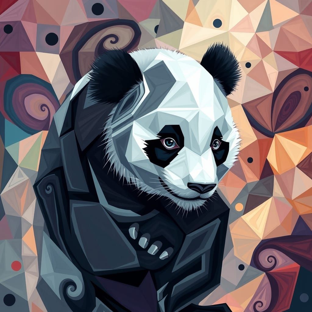 Abstact-a-Panda - Surreal Geometric Panda in Abstract Kaleid...