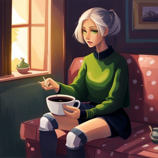 holding giant cup of coffee - AI Generated Artwork - NightCafe Creator