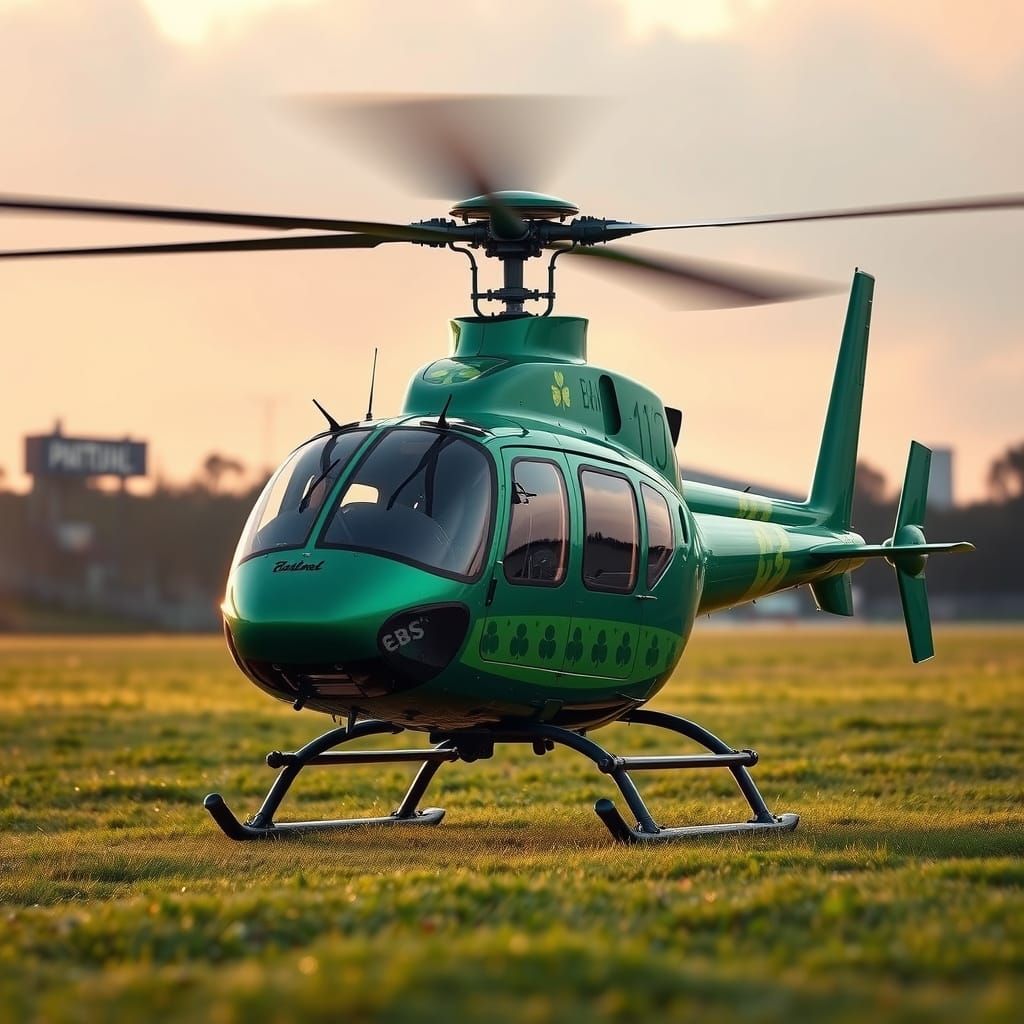 Emerald Green Bell JetRanger ready for the Shamrock Lift-off