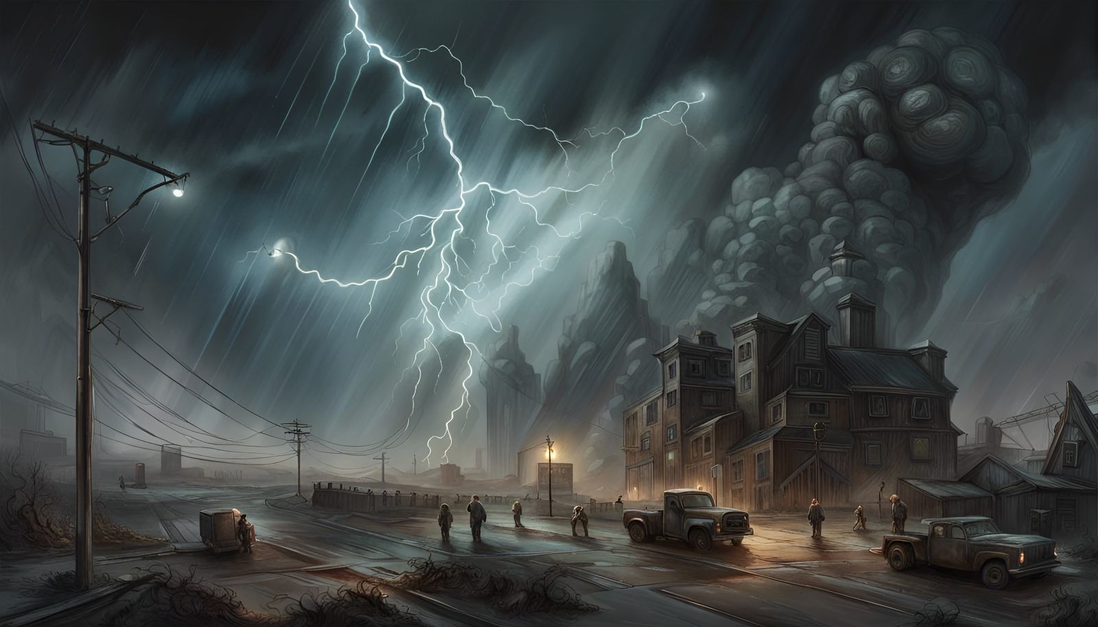 post-apocalyptic, thunderstorm - AI Generated Artwork - NightCafe Creator