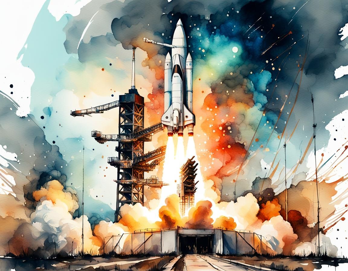 Launch of a space rocket - AI Generated Artwork - NightCafe Creator