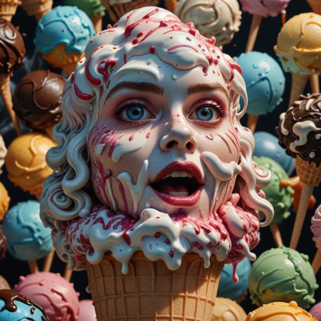Maximalist Ice Cream in Hyperrealistic Style - AI Art