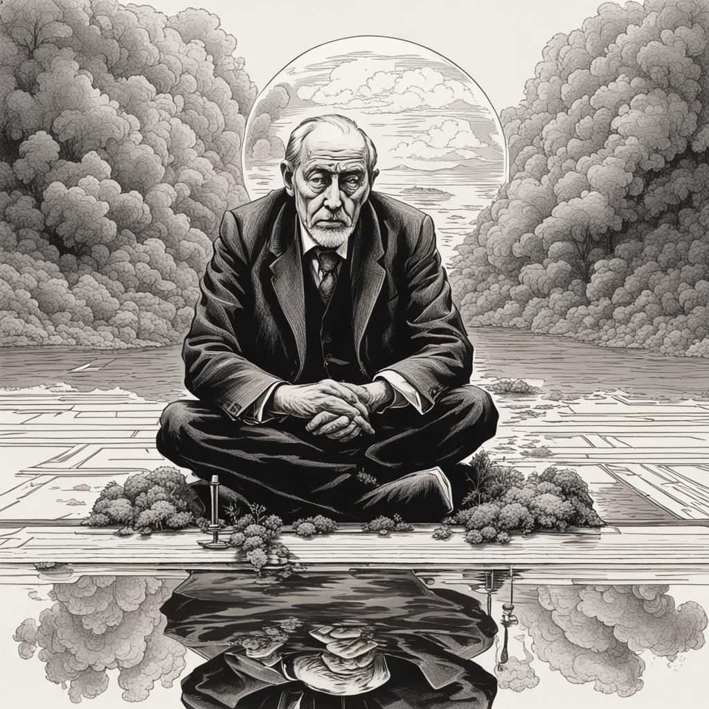 Draw a man who is completely aimless and idle, thinking about nothing ...