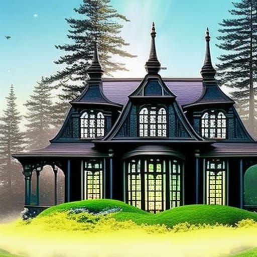 Eco friendly black gothic house with Circular windows& Eco Friendly ...