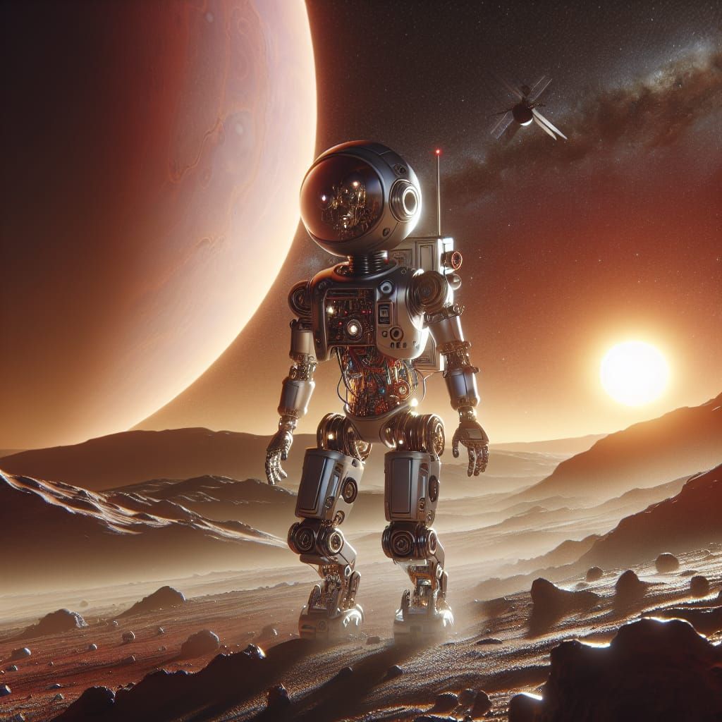Sleek Robot Astronaut Explores Rocky Exoplanet in ... - AI Art