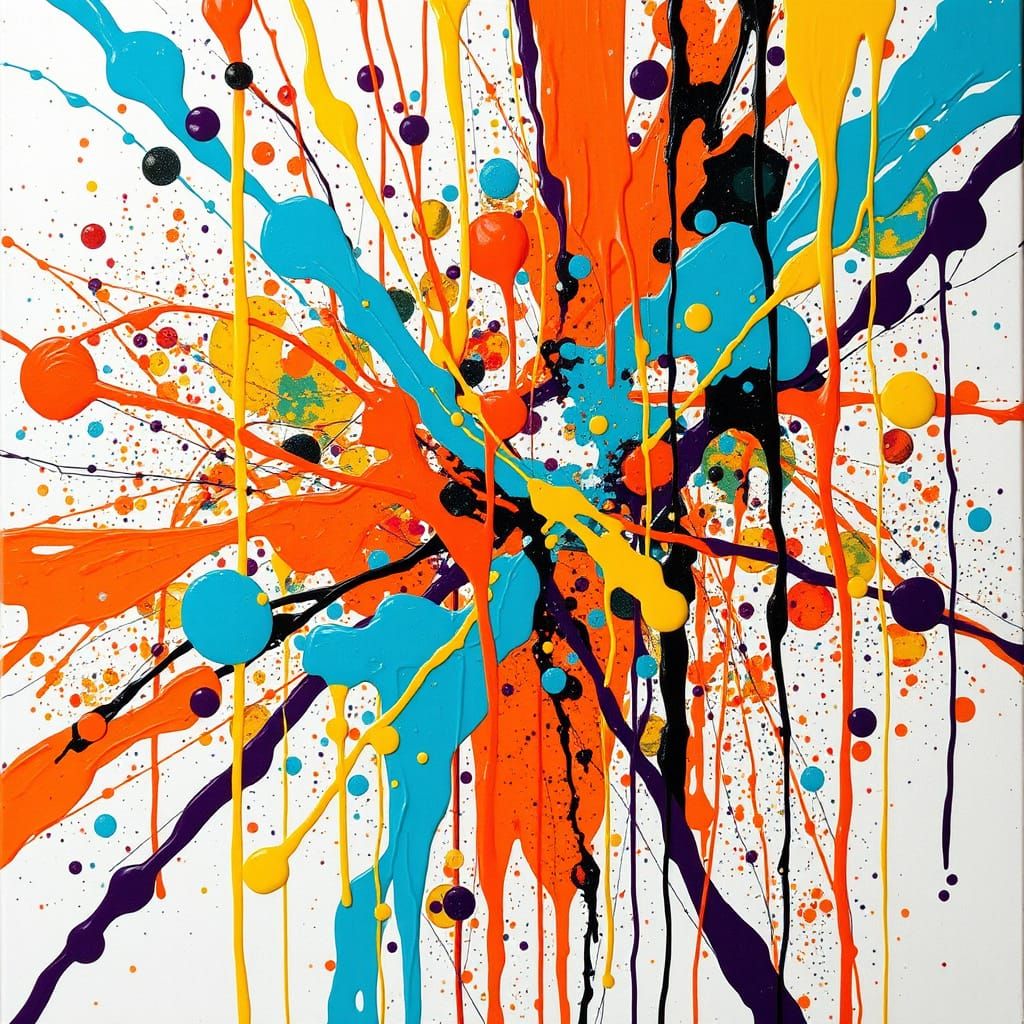 Dripping Abstract Masterpiece in Vibrant Colors - AI Art