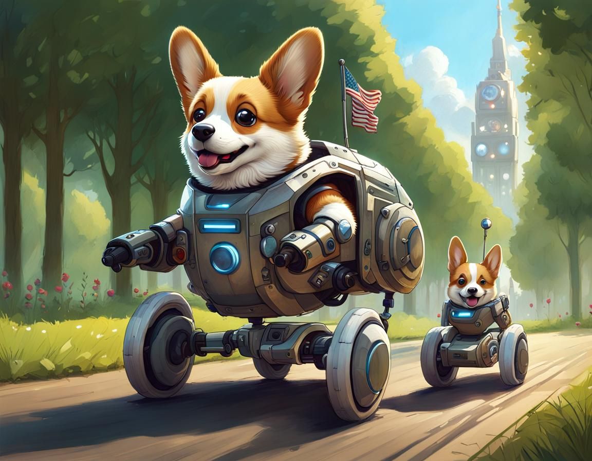 Cyborg Corgi - AI Generated Artwork - NightCafe Creator
