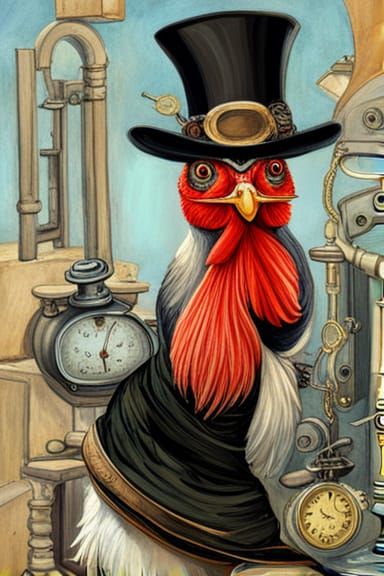 Steampunk chicken 1 - AI Generated Artwork - NightCafe Creator