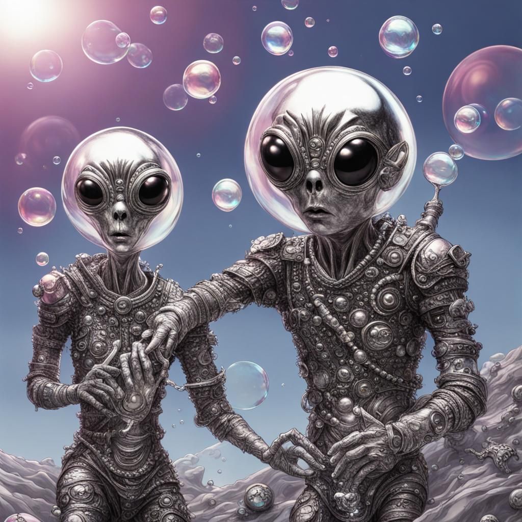 BubblewrapPunk Aliens on a Tinfoil planet, blowing bubbles, forever ...