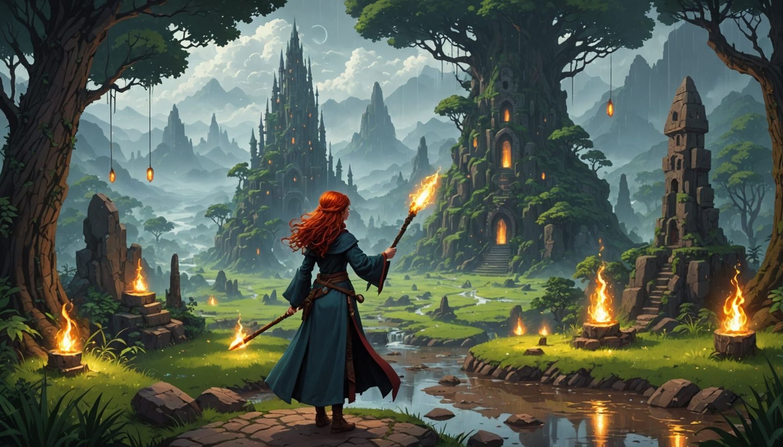 Redheaded Mage - pixel art - Redheaded Mage - pixel art