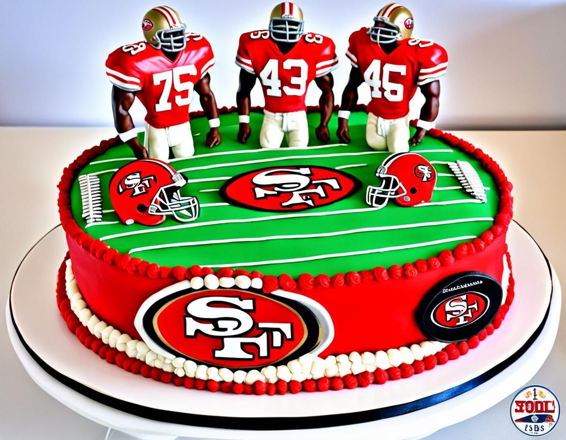 San Francisco 49ers jersey cake, side by side, NFL, football, helmets ...