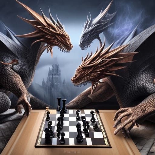 Dragons Playing Chess - AI Generated Artwork - NightCafe Creator