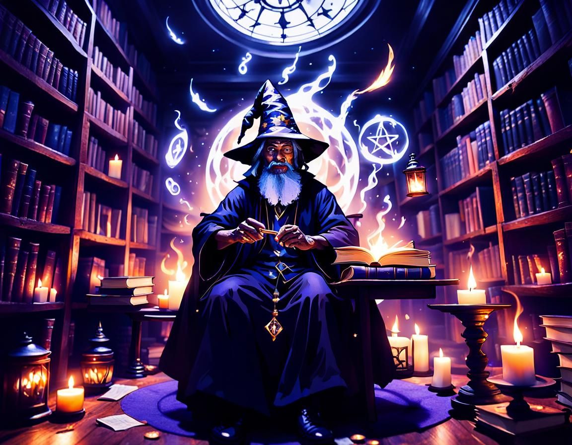 89N8G, floating black american wizard dressed in magical robes, wizard ...