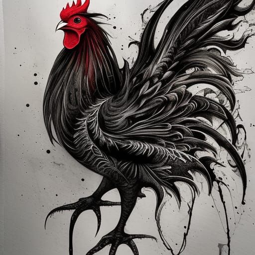 black chicken art - AI Generated Artwork - NightCafe Creator