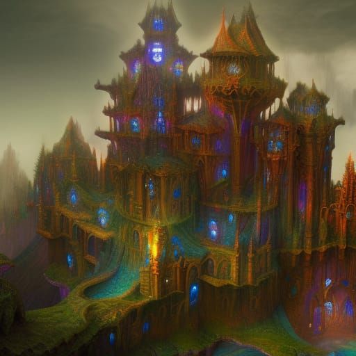 Psychedelic fantasy castle - AI Generated Artwork - NightCafe Creator