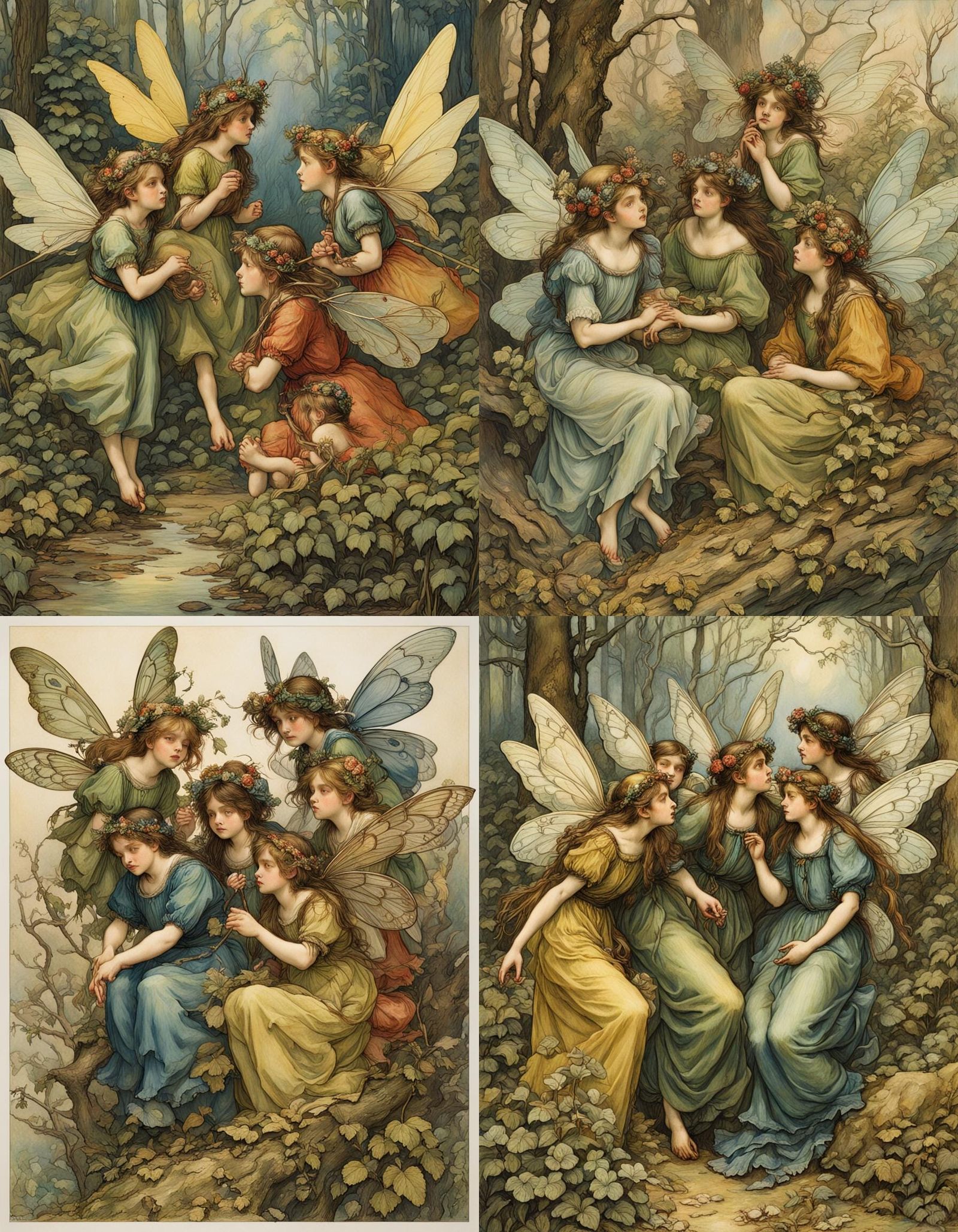 five fat forest fairies, painted by arthur rackham, christina rosetti ...