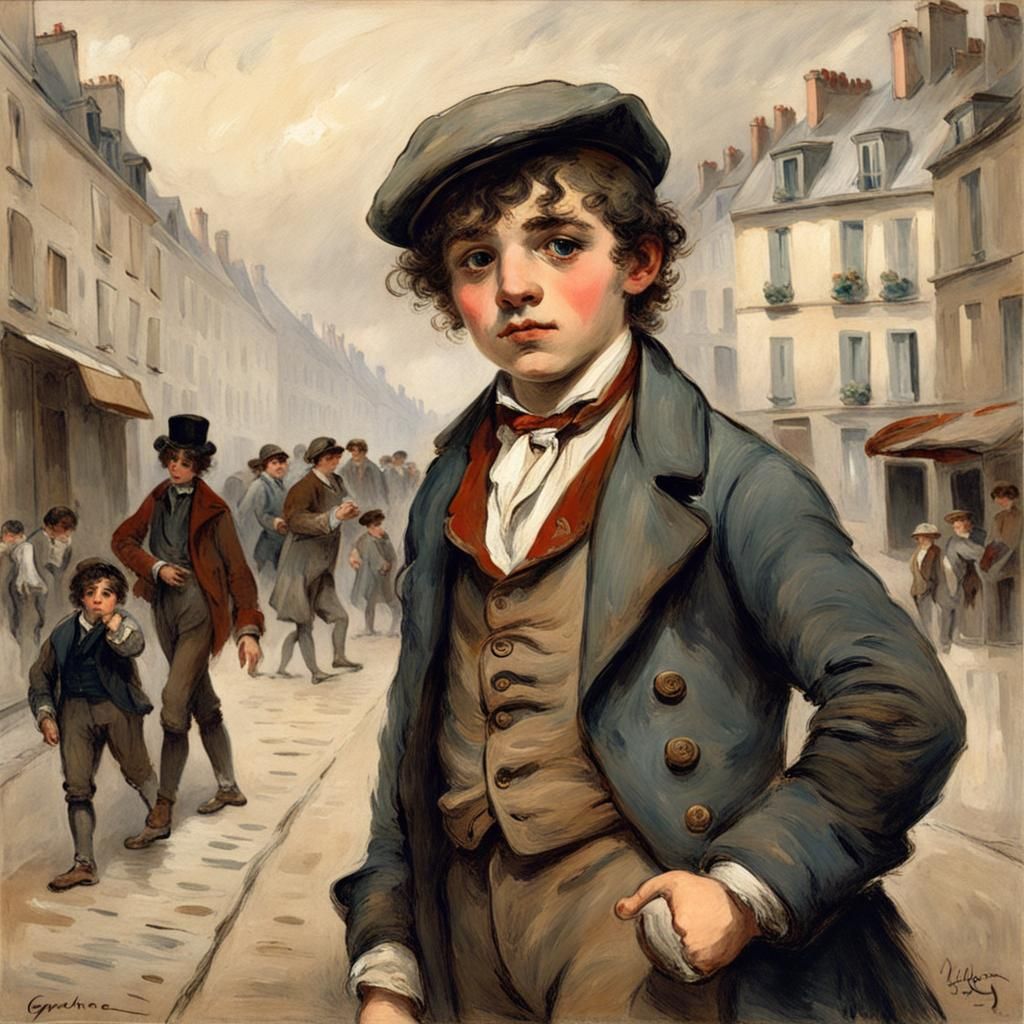 Gavroche in Paris, 19th century - AI Generated Artwork - NightCafe Creator