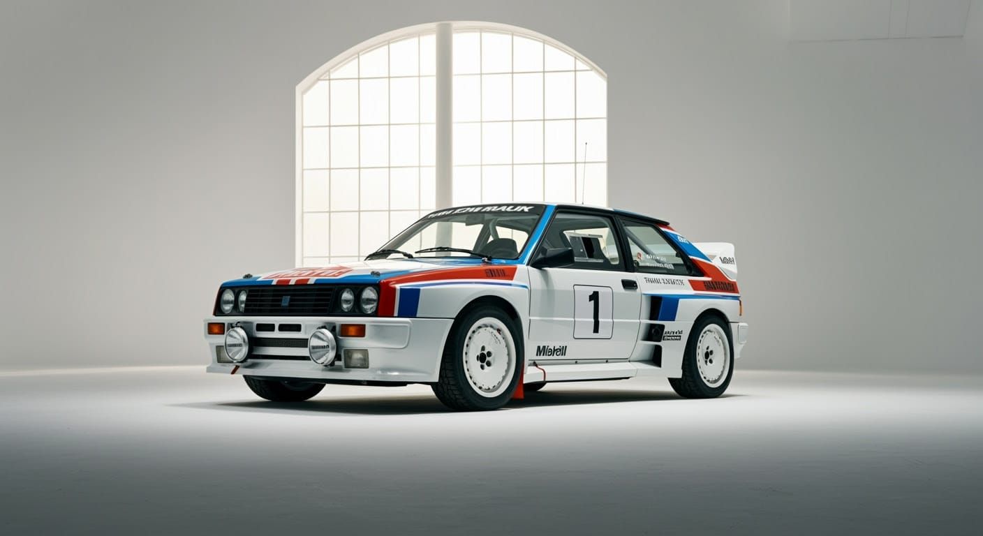 Sleek British Rally Car in Studio, Inspired by 198... - AI Art