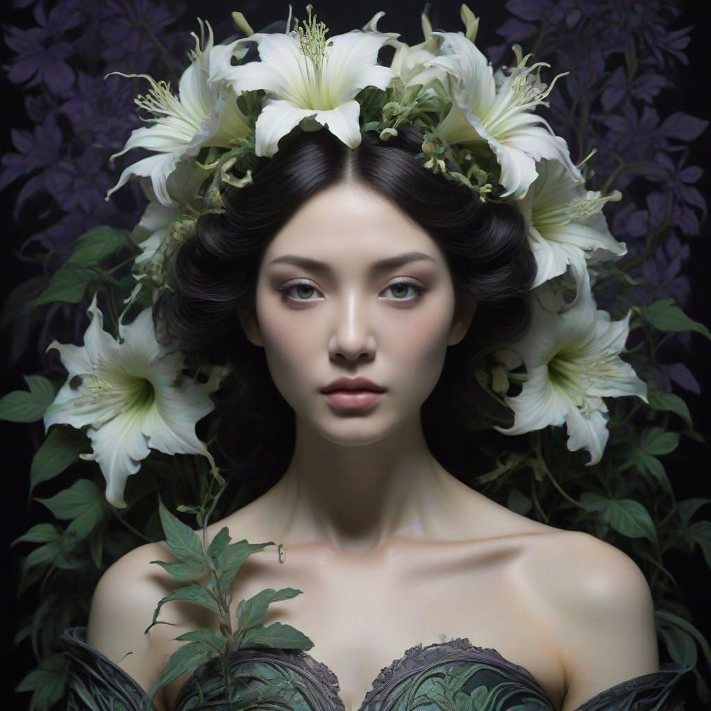 The Serpent’s Parlor (Datura stramonium – Jimsonwe... - AI Art