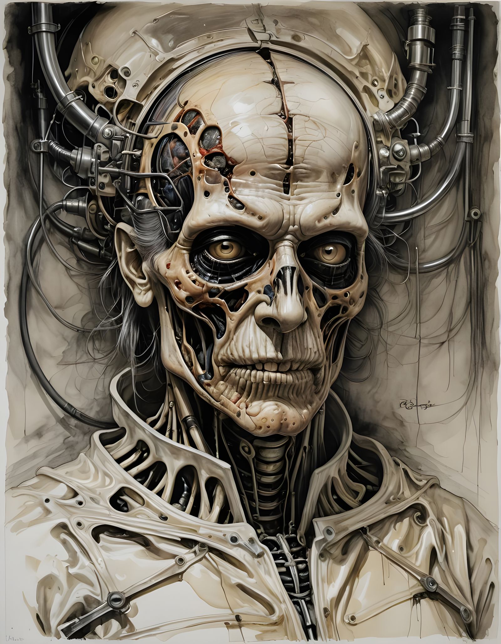 2/3 angle view, Close up Face Portrait, colored Dead Brain Surgeon's ...