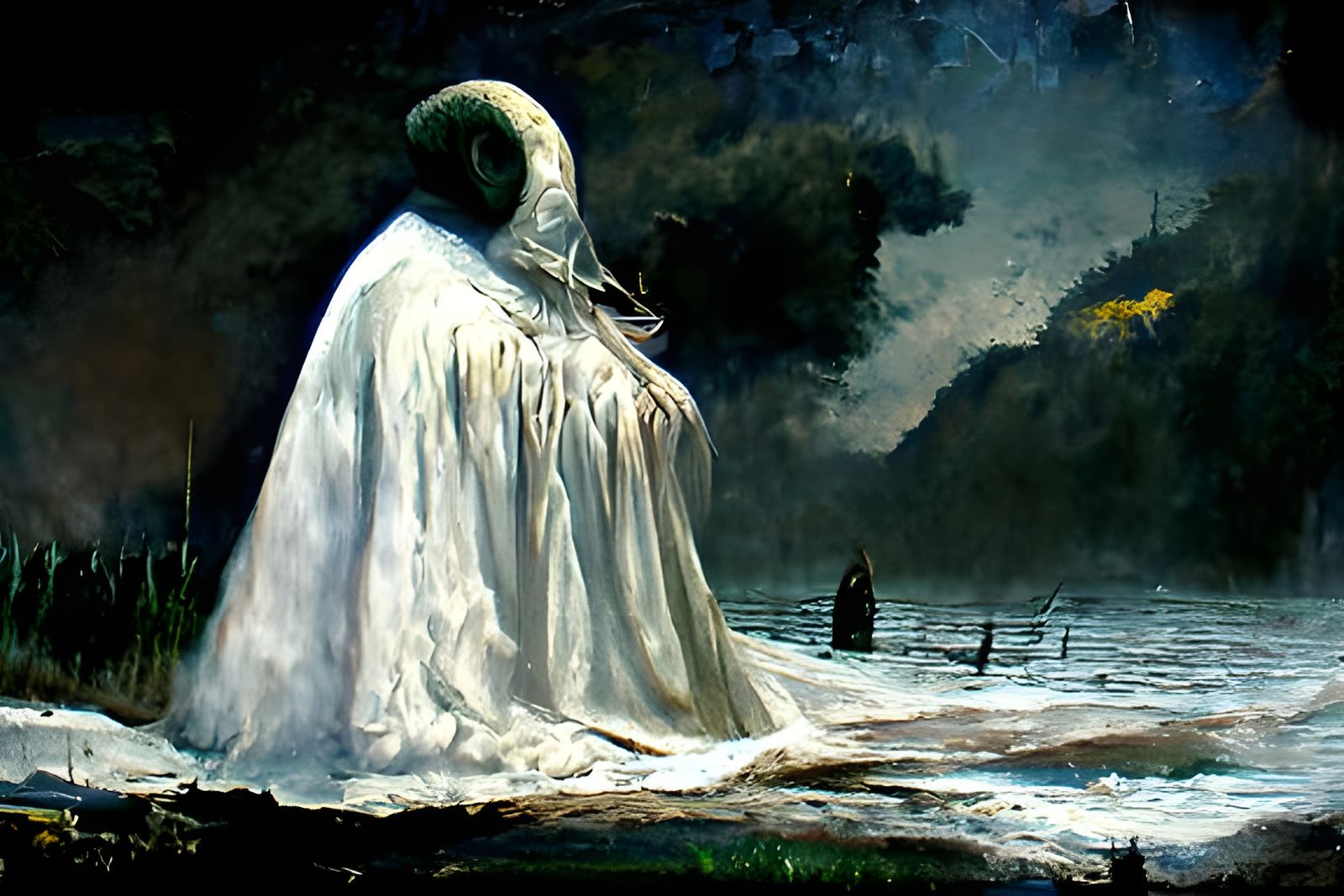 The pale creature by the lake - AI Generated Artwork - NightCafe Creator