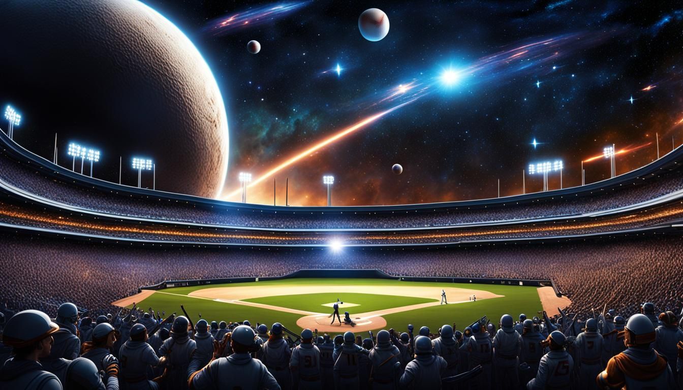 intergalactic baseball game played on a cosmic stadium - AI Generated ...