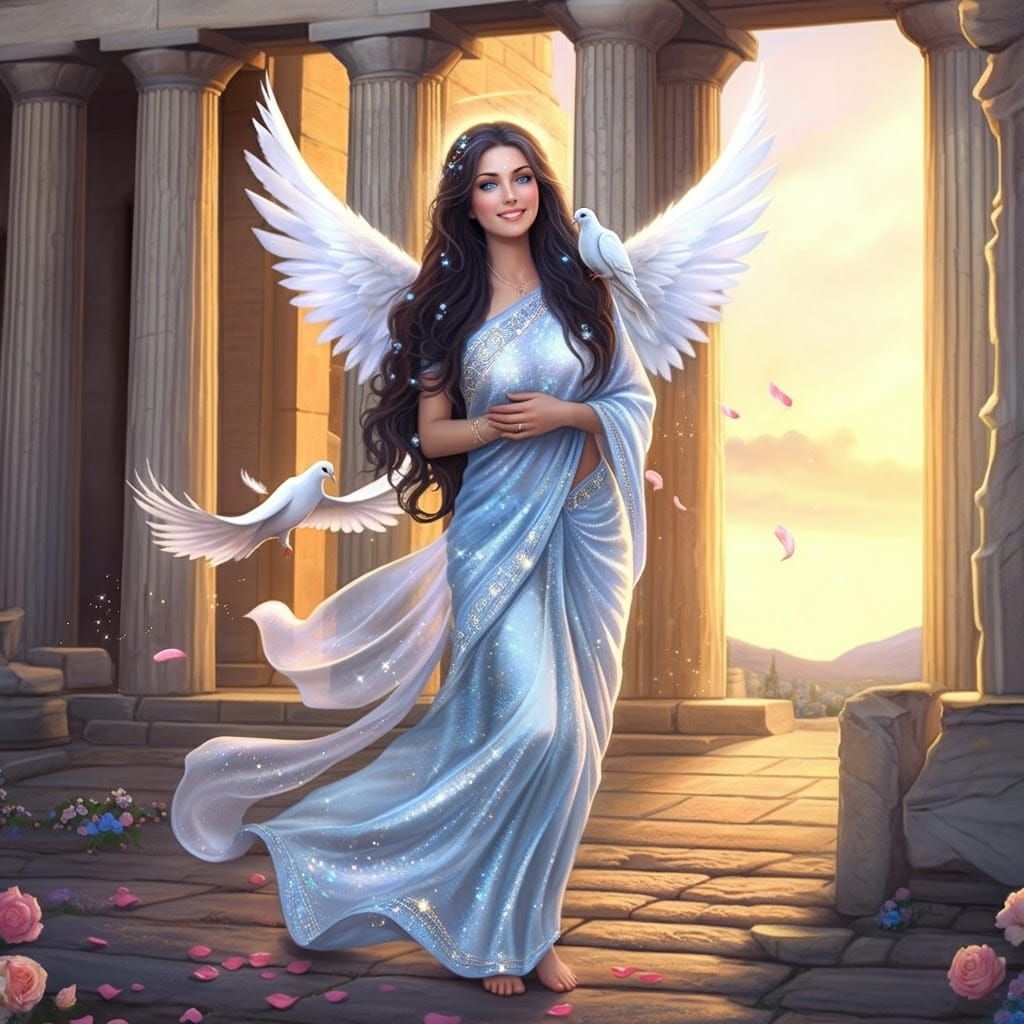 Inanna visiting a Greek pantheon temple