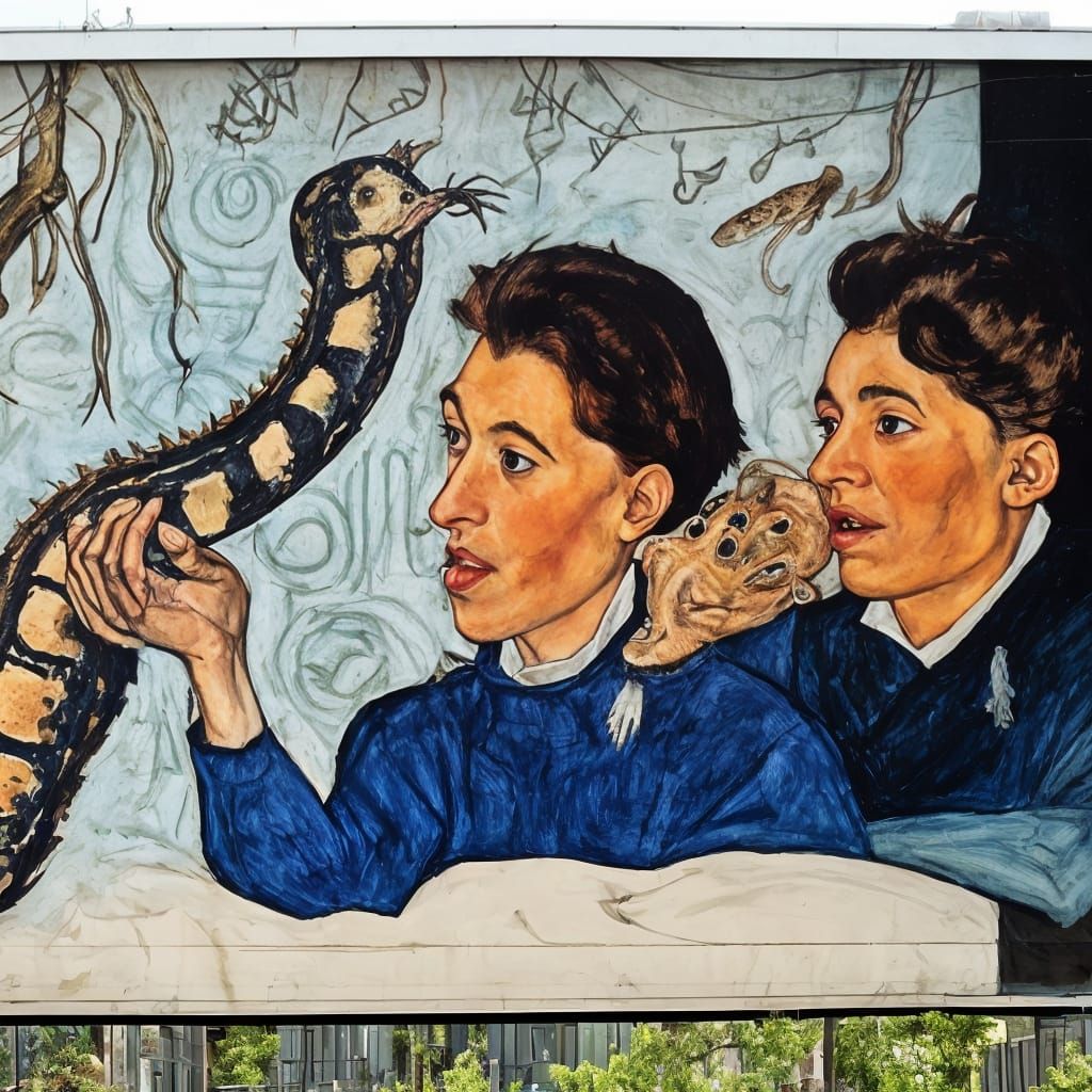 Surreal Artistic Mashup of Snakes and Hedgehogs in... - AI Art