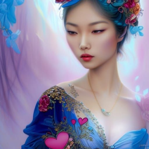 asian beauty queen, Closeup of gorgeous fullcolor flowes surrounded by ...