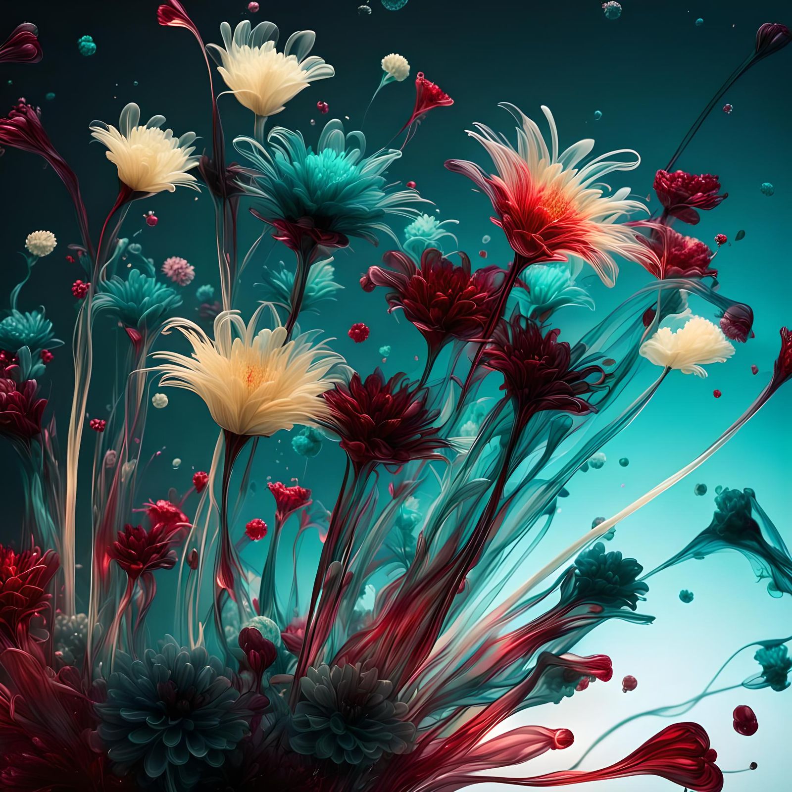 digital virtual flowers - AI Generated Artwork - NightCafe Creator