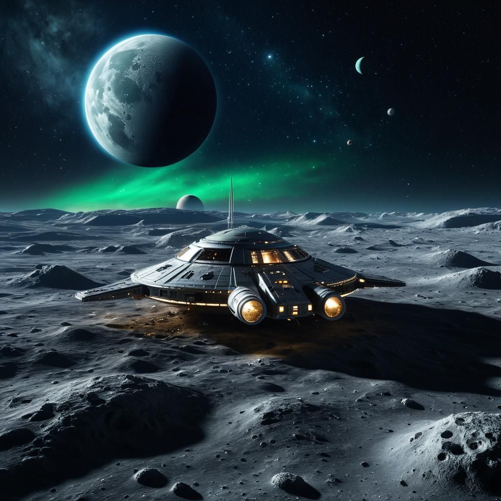 Hyper Realistic Miniature Spaceship on the Moon's ... - AI Art
