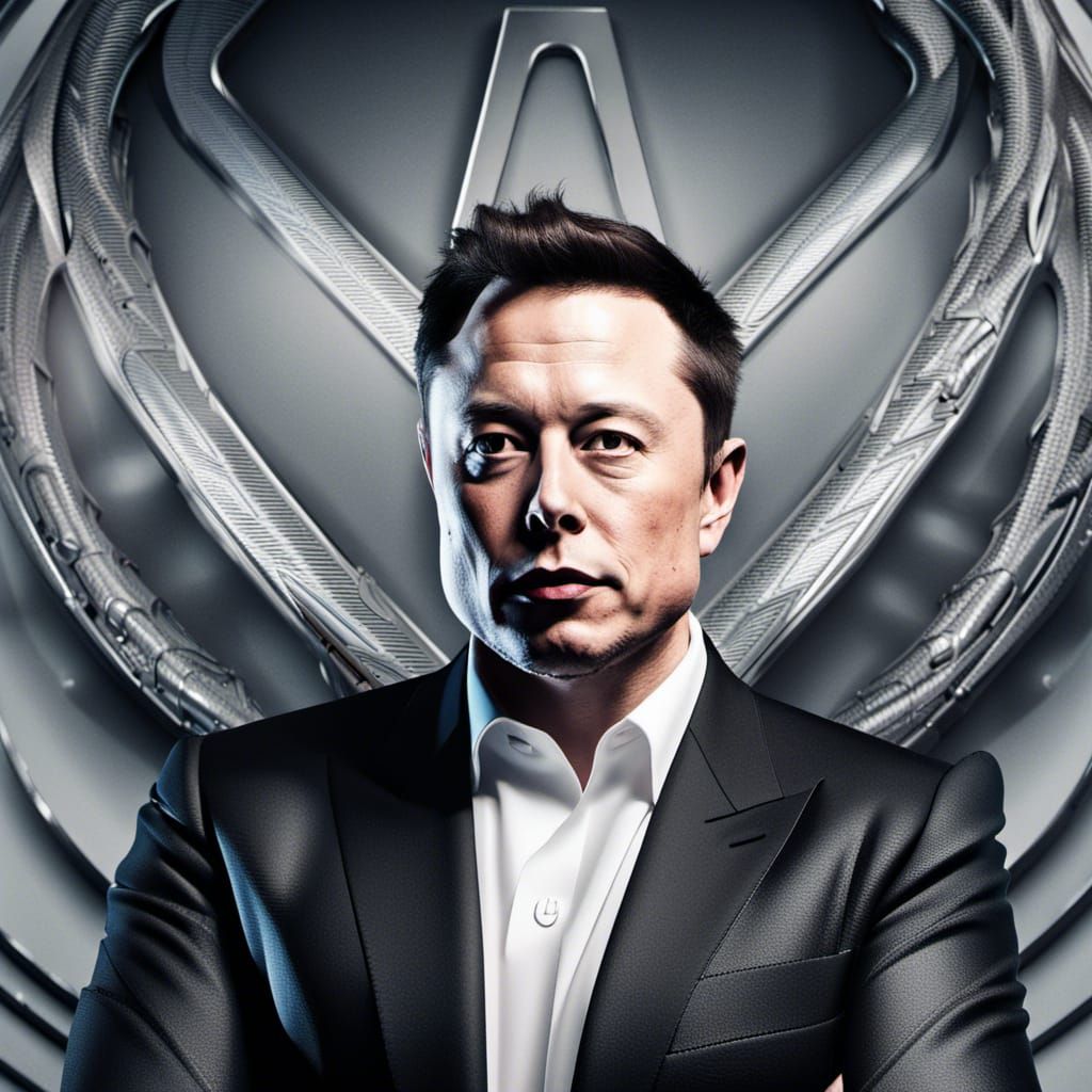 Elon Musk in front of X logo - AI Generated Artwork - NightCafe Creator
