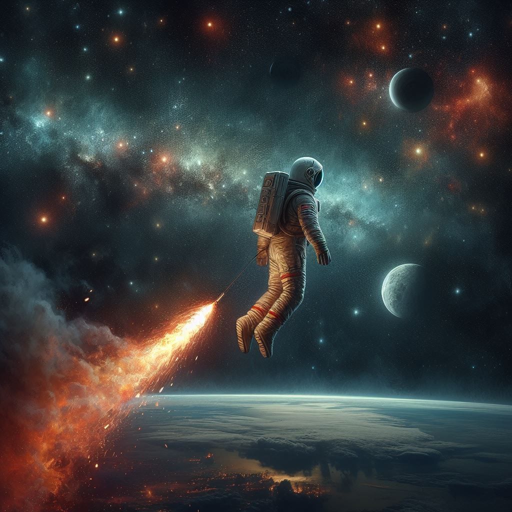 Rocket man! Burning out his fuse up here alone - AI Generated Artwork ...
