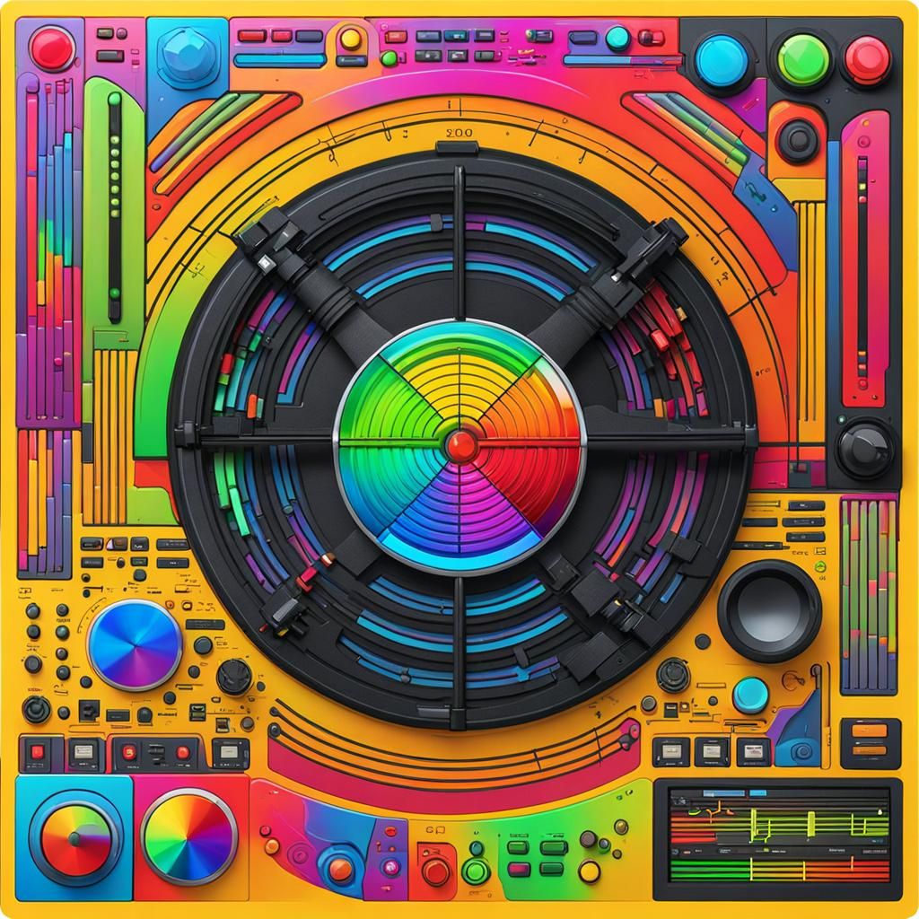 A music and color vibration computer software MOD tracker interface ...