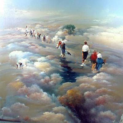 People walking on clouds - AI Generated Artwork - NightCafe Creator