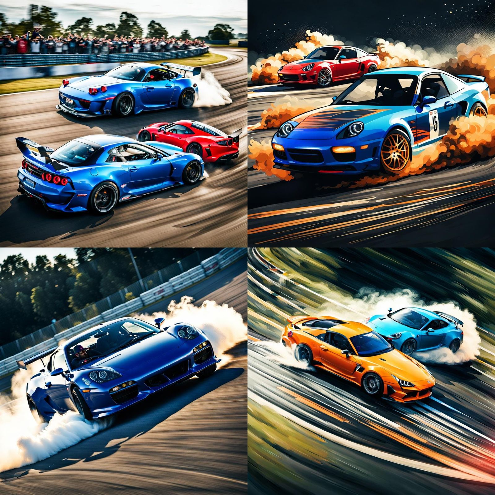 SPORTS CAR DRIFTING TOGETHER - AI Generated Artwork - NightCafe Creator