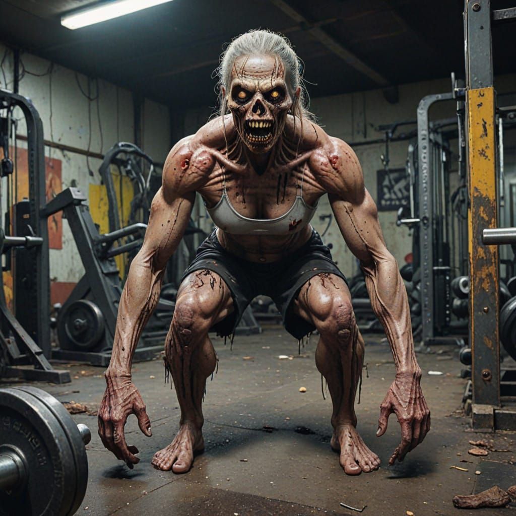 A Hyperrealistic, hyper-detailed photo of Excessively muscular zombies ...