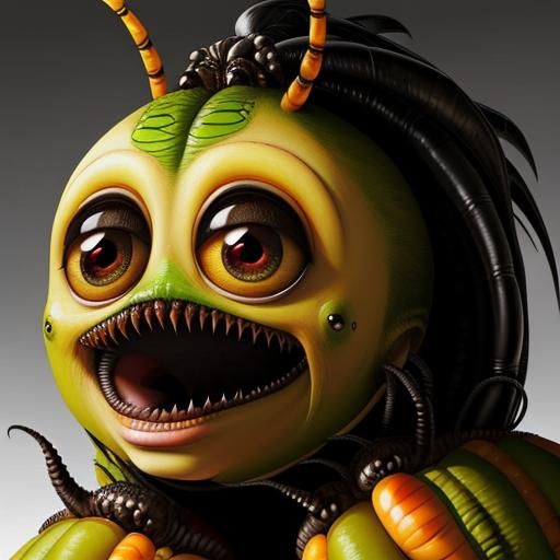 a painting of a bug sitting on top of a vegetable, a surrealist ...